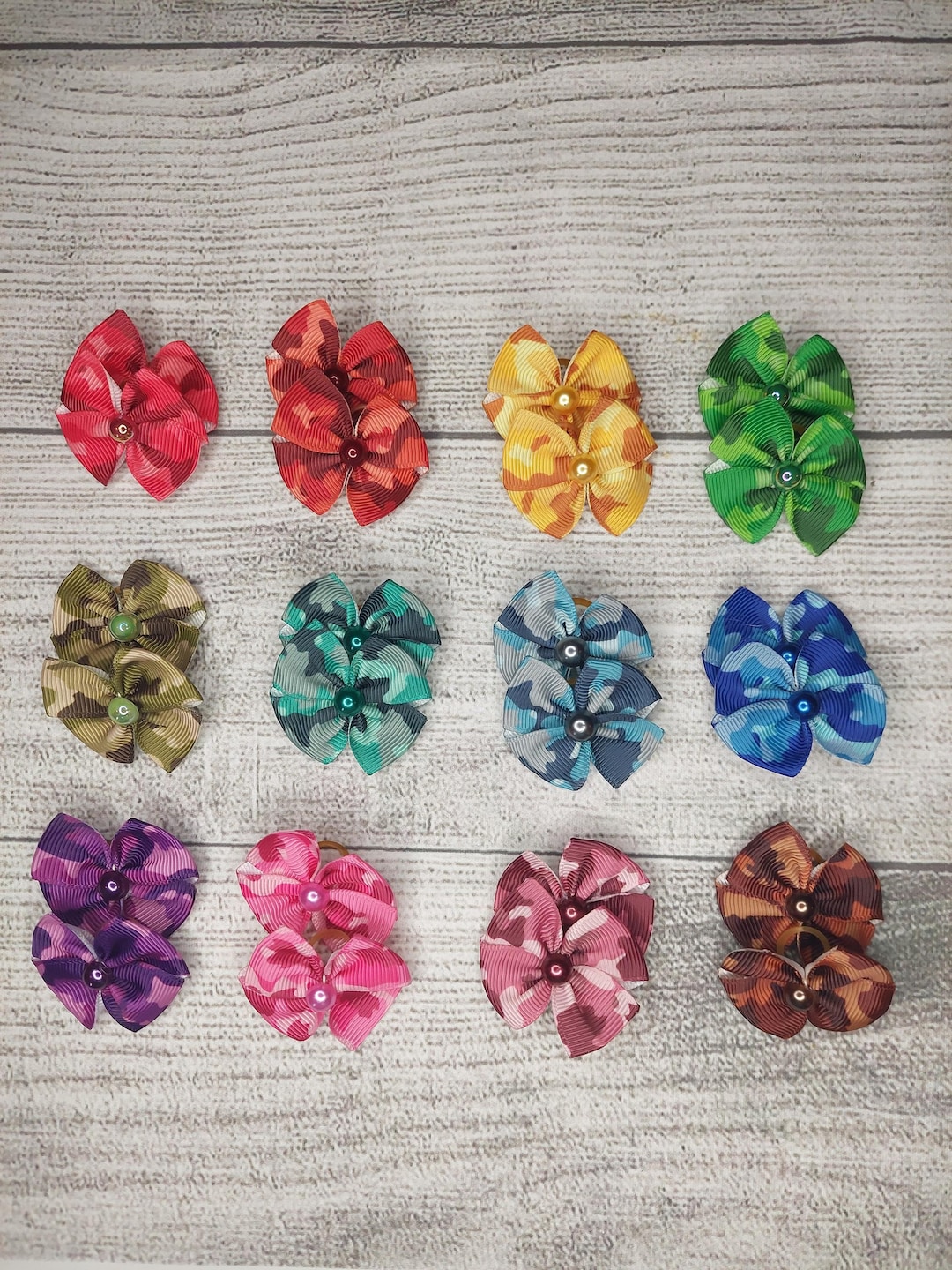 48 Paired Round Dog Grooming Bow Rounds, Topknot Bows, Wholesale Pack ...