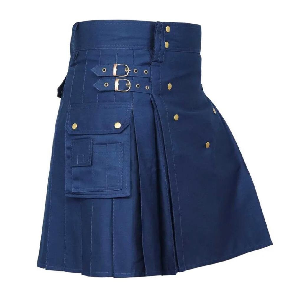 Mens Handmade Scottish Navy Blue Cotton Utility Kilt for Men - Etsy