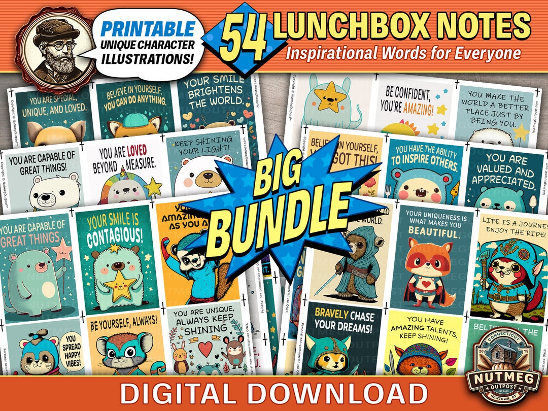 Printable Lunchbox Notes Cute Animals Fun Fantasy Creatures ...