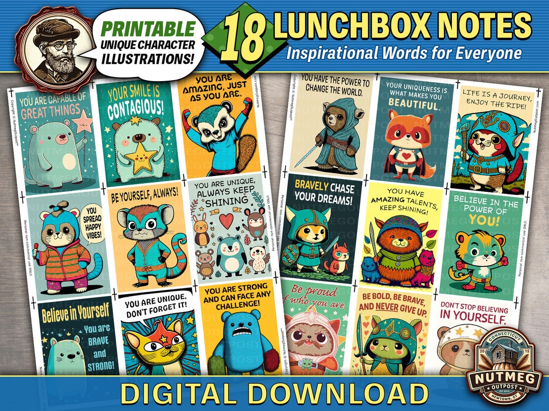 Printable Lunchbox Notes - Cute Animals | Fun Fantasy Creatures ...
