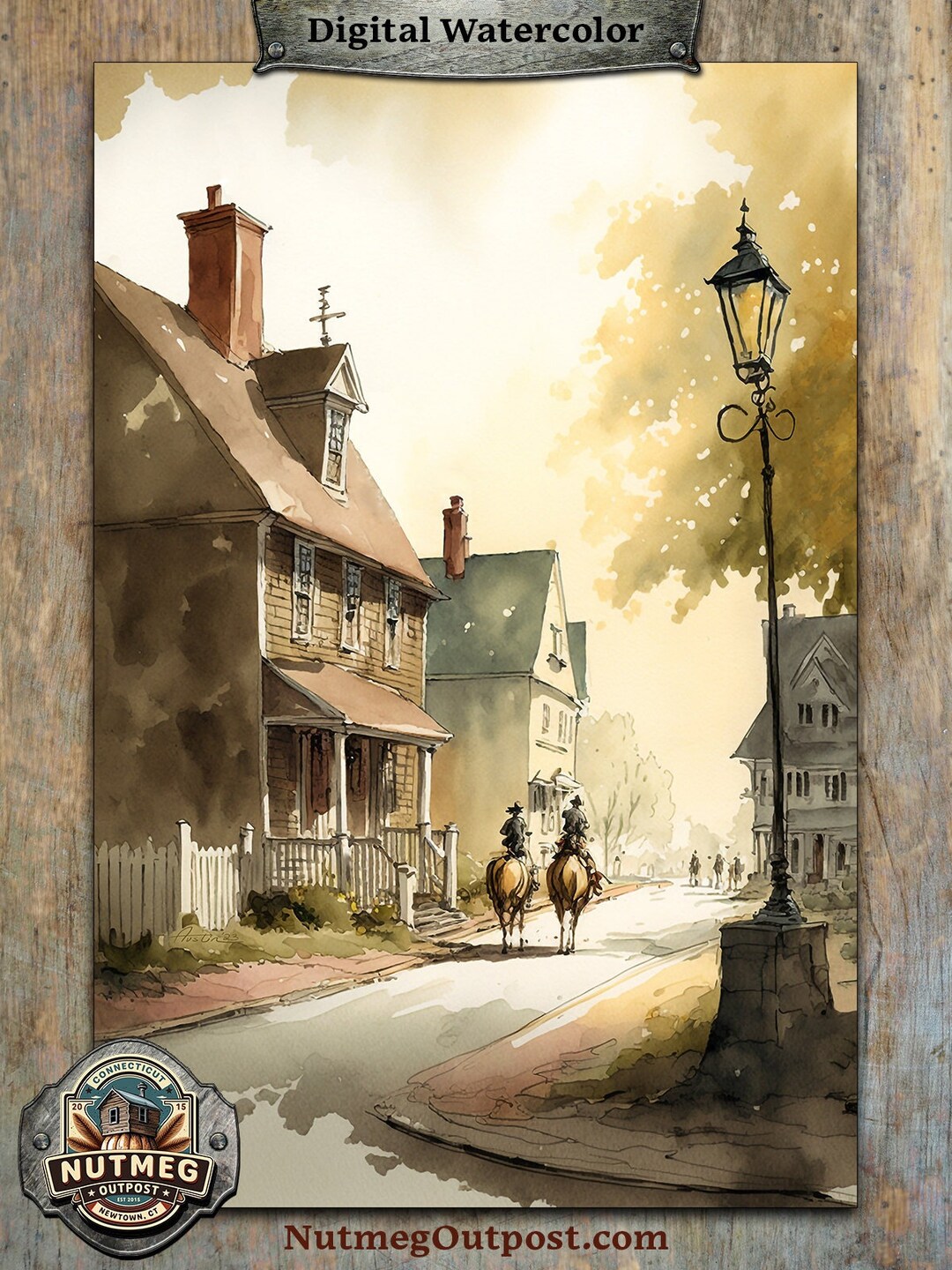 Printable Art - Charming New England Townscape | Rustic Americana ...