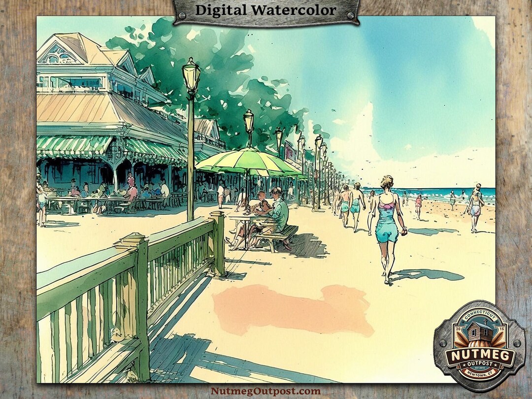 Printable Art - Ocean Beach Boardwalk | Rustic Americana | Landscape ...