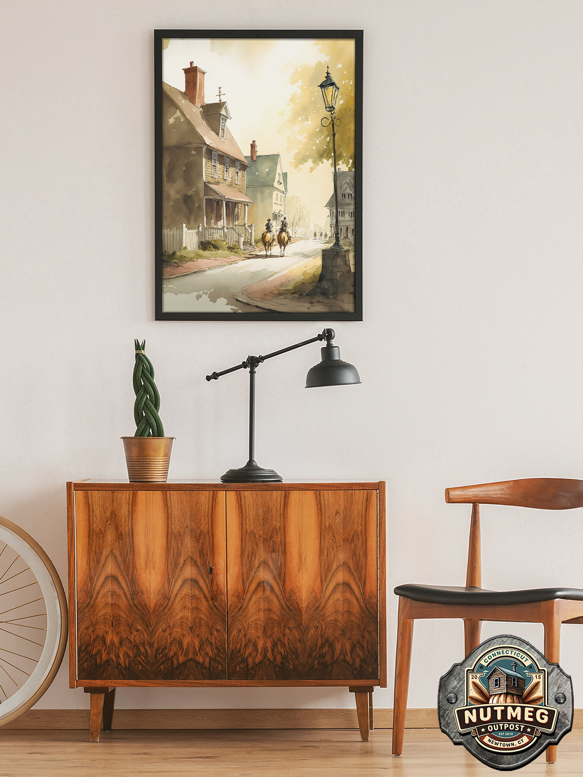 Printable Art - Charming New England Townscape | Rustic Americana ...