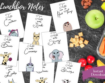 Cute Animals Lunch Box Notes for Kids Back to School Notes ...