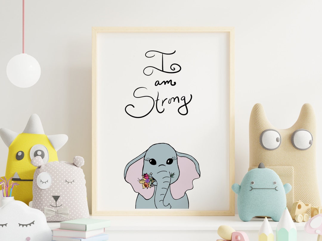 Motivational Elephant Wall Art, PRINTABLE Wall Art, Nursery Decor, Kids ...