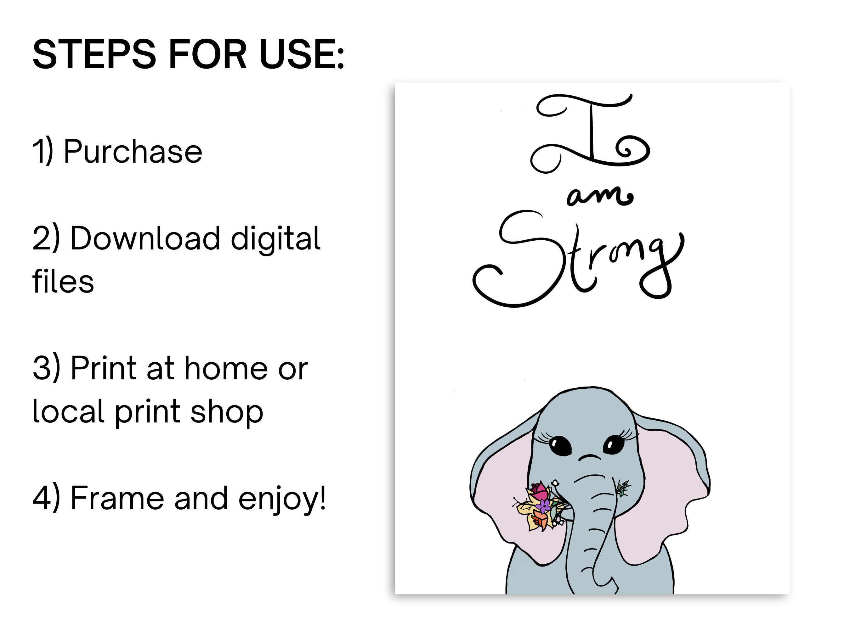 Motivational Elephant Wall Art, PRINTABLE Wall Art, Nursery Decor, Kids ...