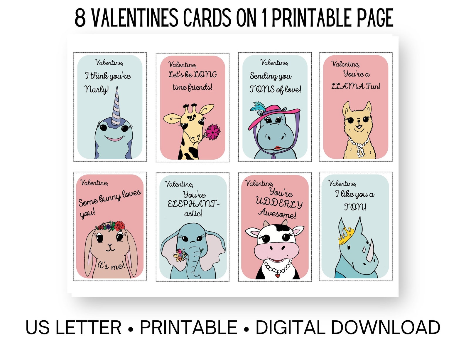 Valentine Cards Printable Instant Download Valentines for Kids Digital ...