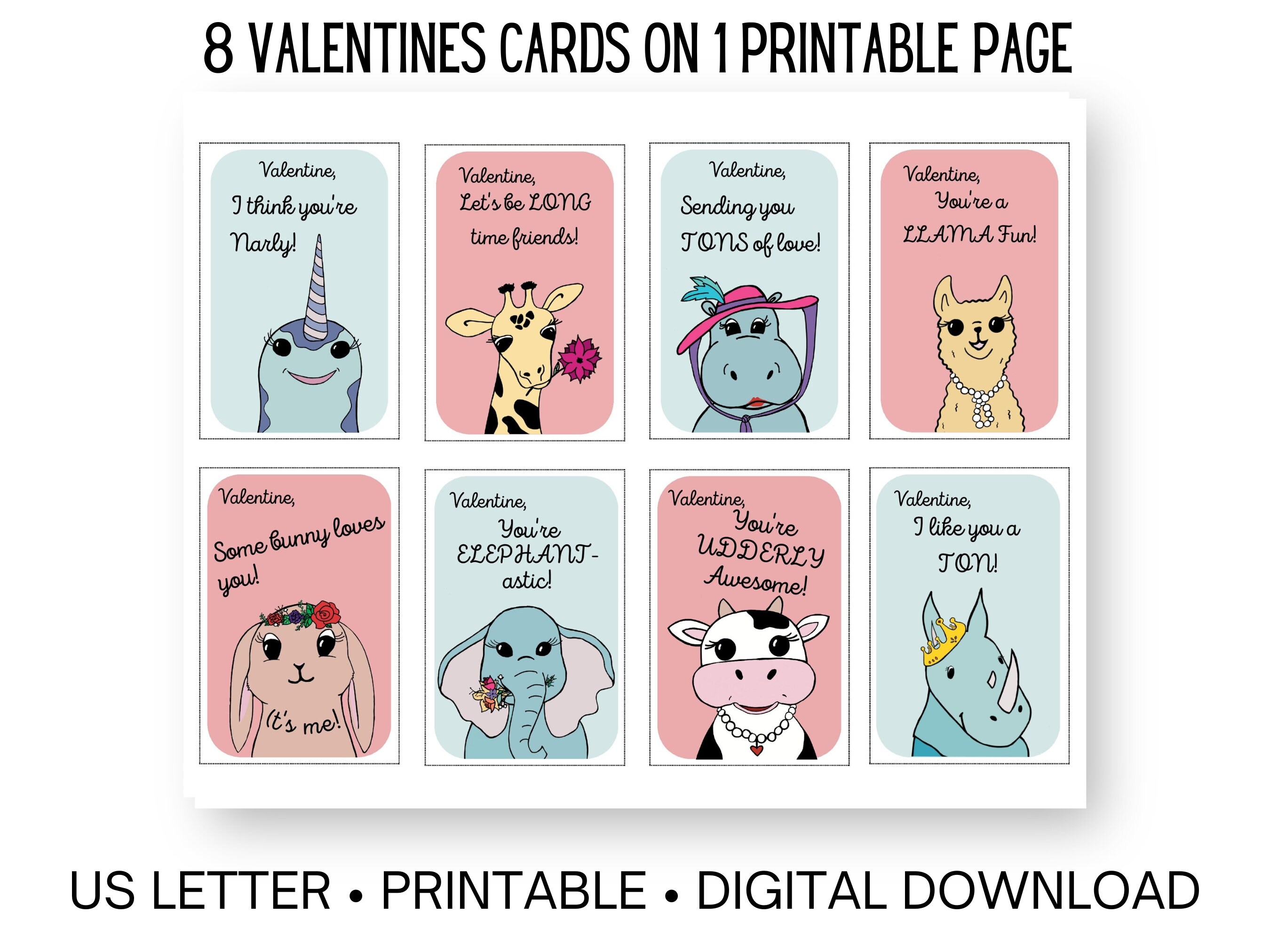Valentine Cards Printable Instant Download Valentines for Kids Digital ...