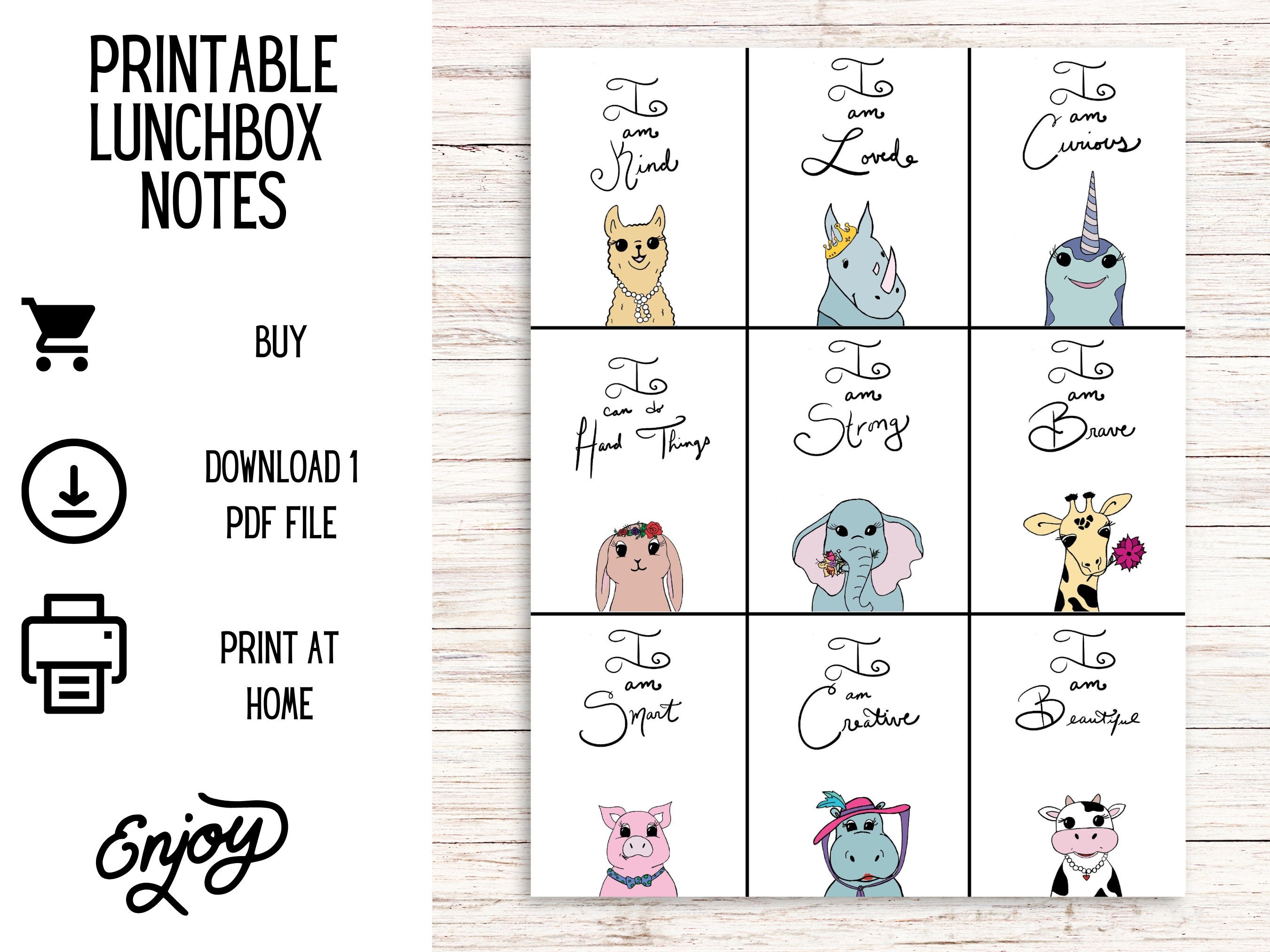 Animal Lunch Box Notes for Kids Back to School Notes Encouragement ...