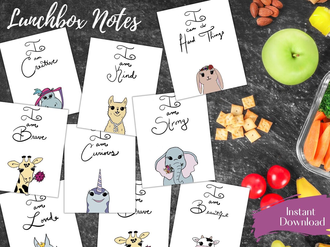Animal Lunch Box Notes for Kids Back to School Notes Encouragement ...