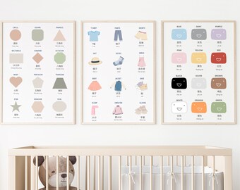 3 Printable Bilingual Vietnamese Educational Poster, Alphabets/colors ...