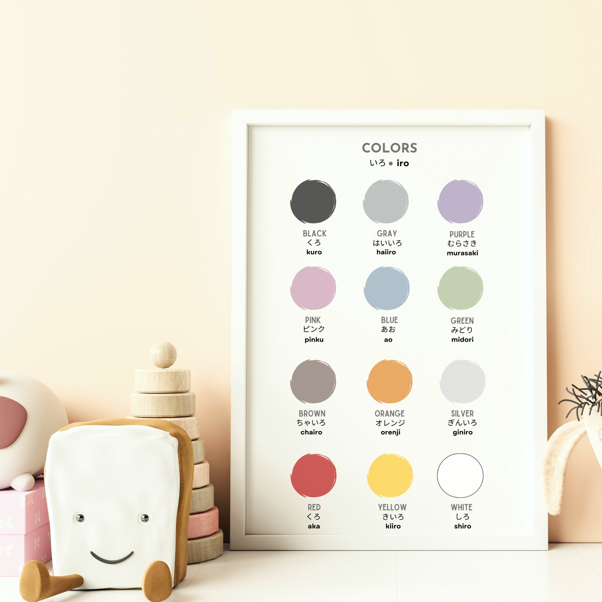 2 Printable Bilingual Japanese Educational Posters, Colors & Shapes ...