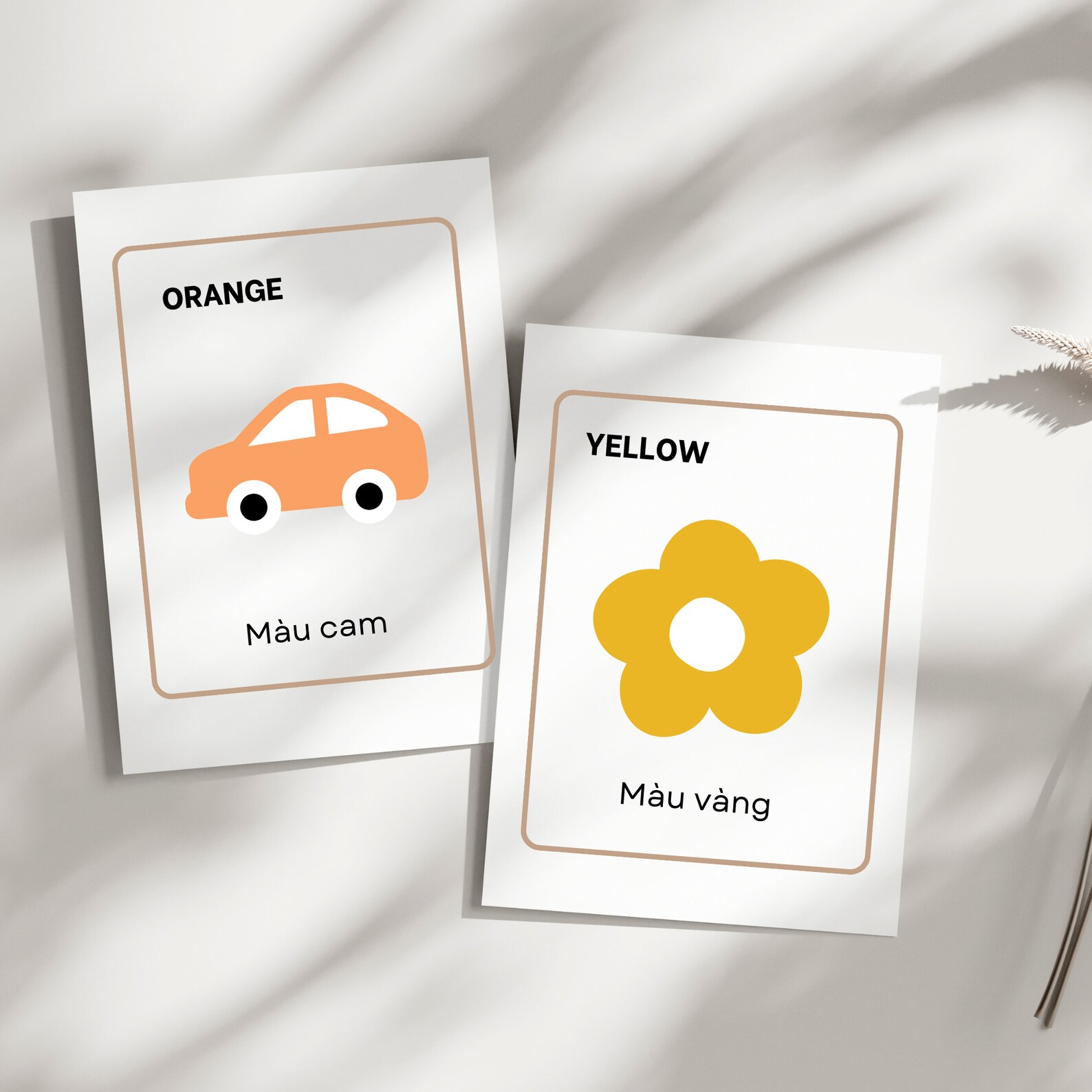 Printable Vietnamese Color Flashcards Set, Cars & Flowers Design ...