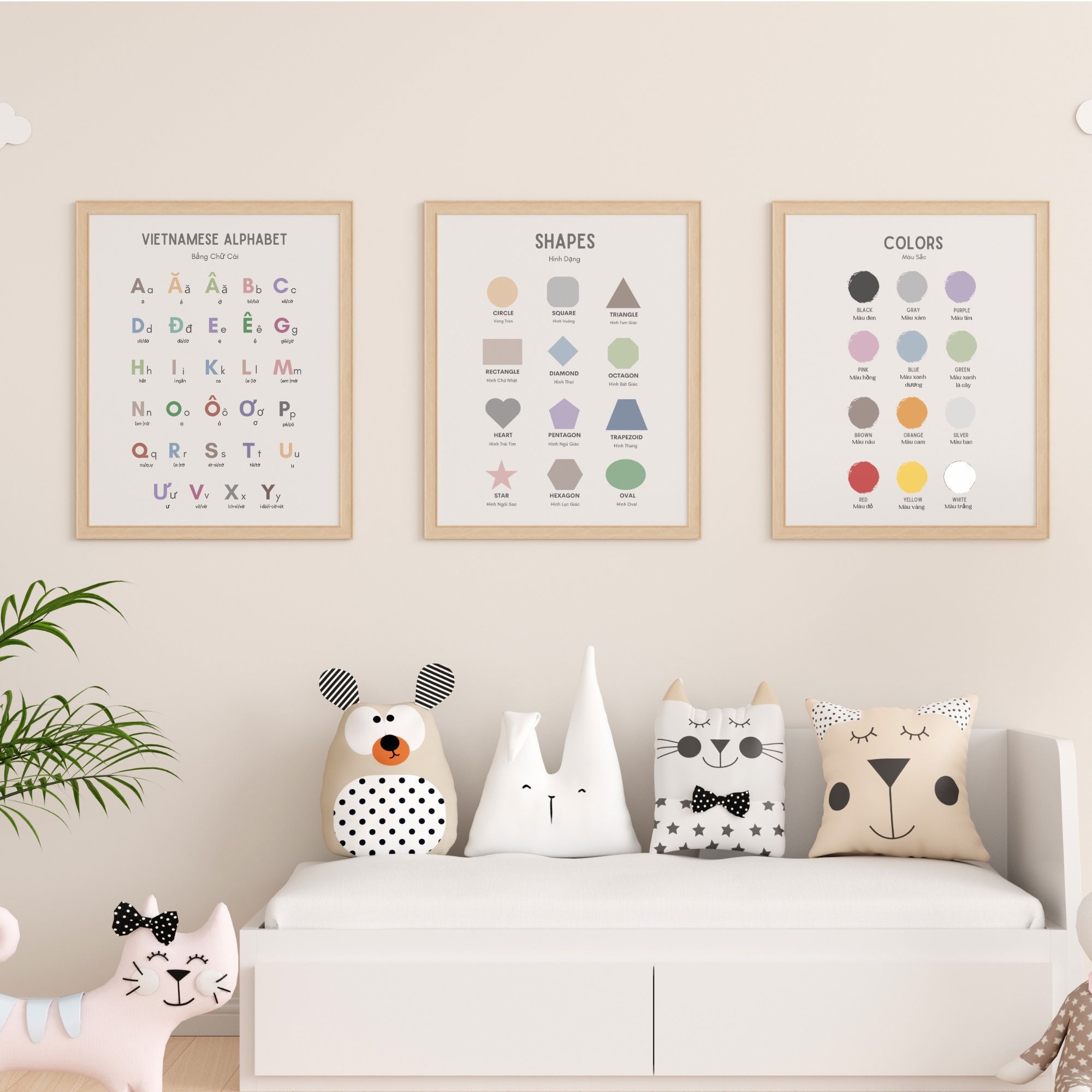 3 Printable Bilingual Vietnamese Educational Poster, Alphabets/colors ...