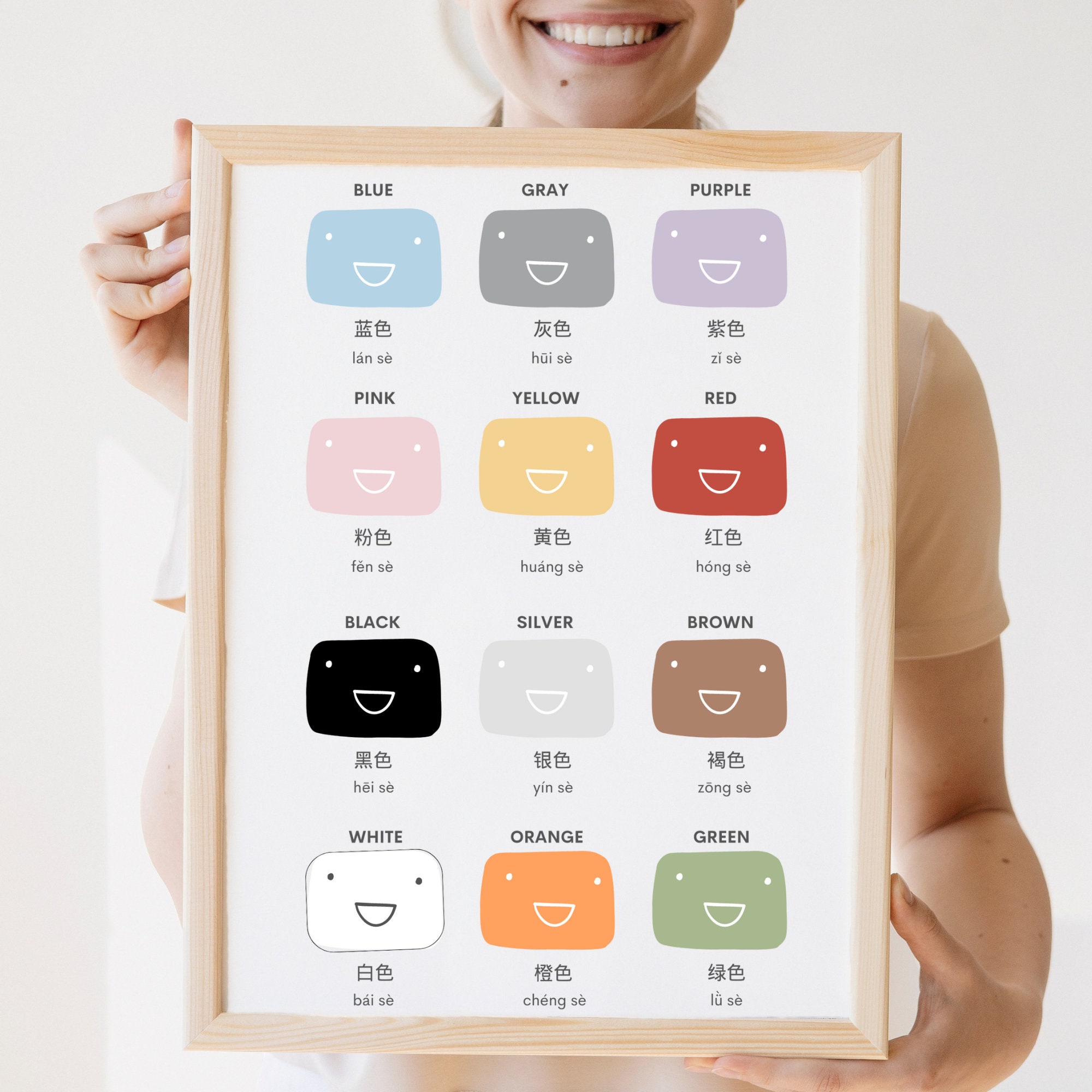 3 Printable Bilingual Chinese Educational Poster, Colors/clothing ...