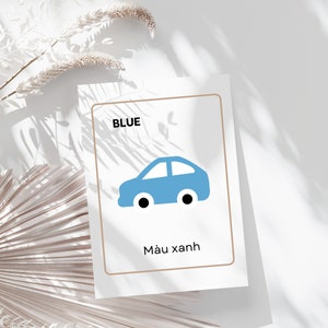 Printable Vietnamese Color Flashcards Set, Cars & Flowers Design ...