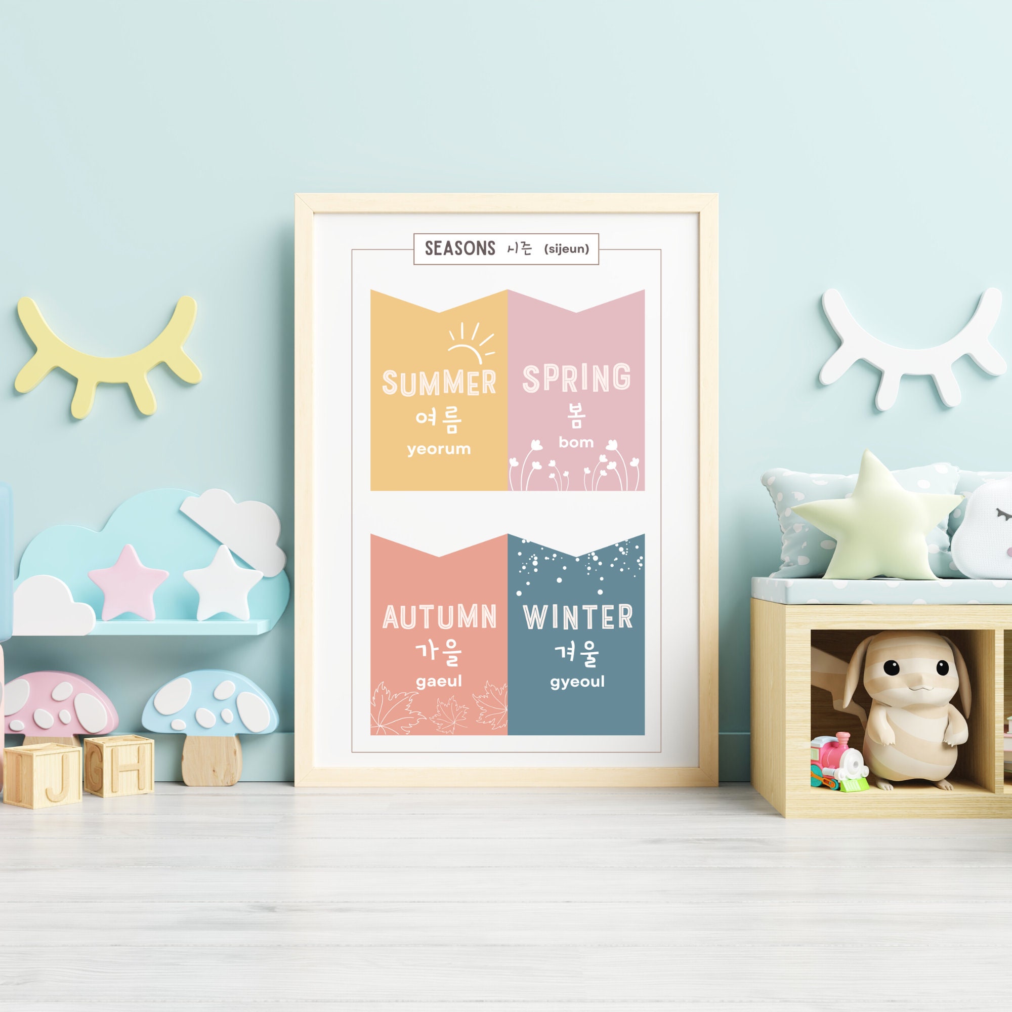 3 Printable Bilingual Korean Educational Posters, Days of the Week ...