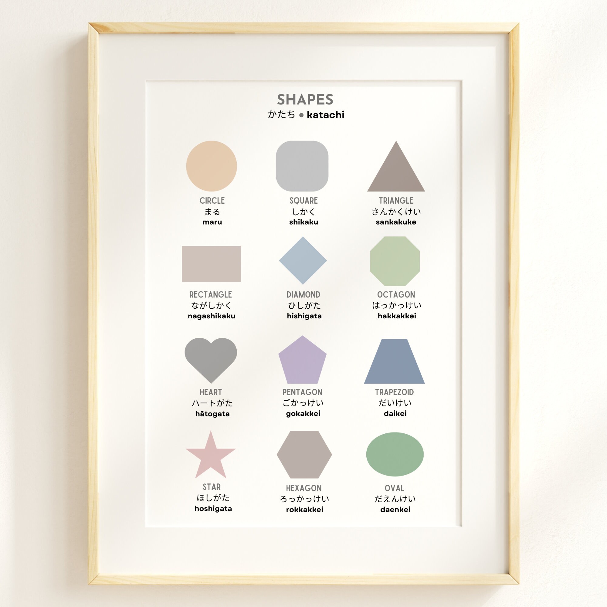 2 Printable Bilingual Japanese Educational Posters, Colors & Shapes ...
