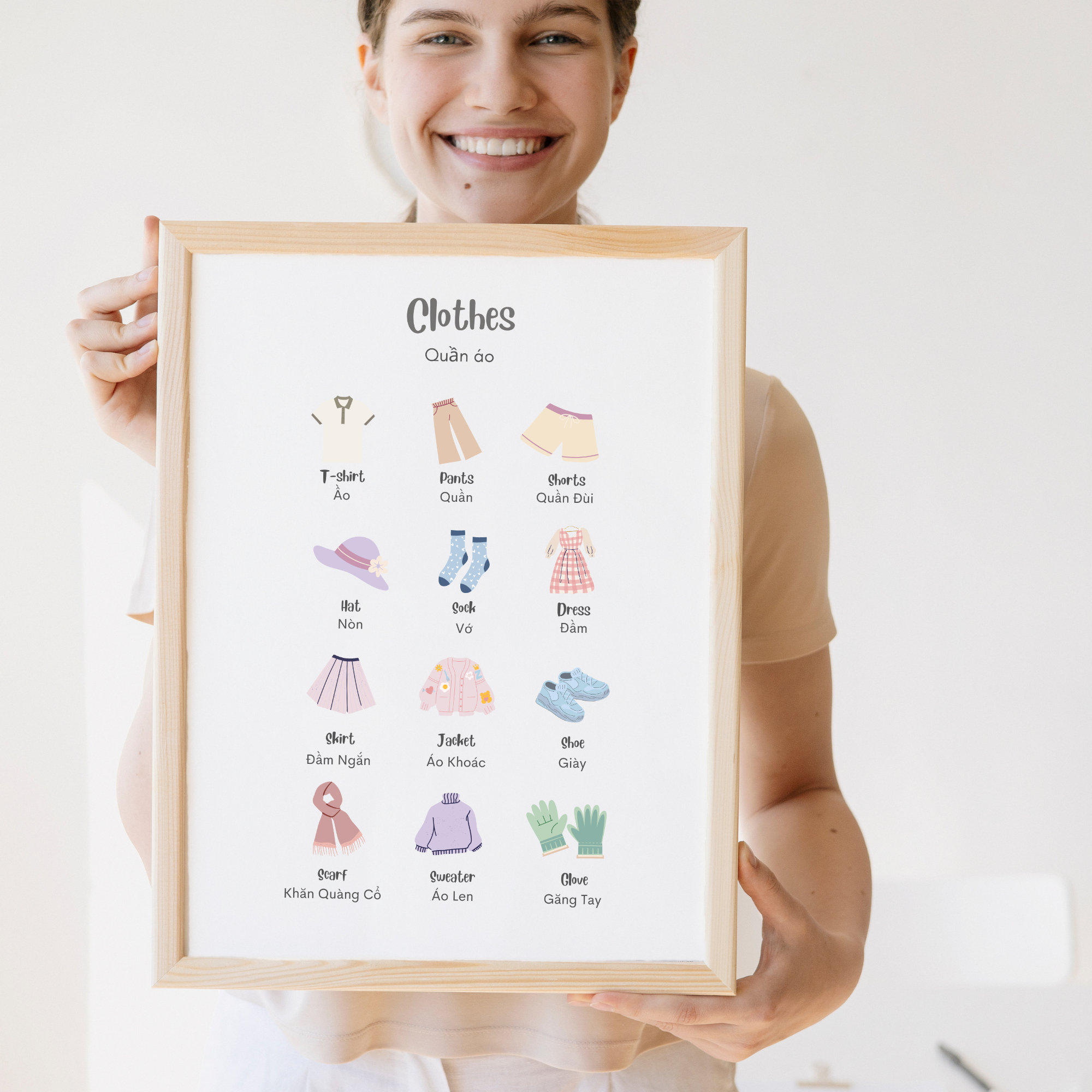 Printable Bilingual Vietnamese Educational Posters, Clothing Category ...