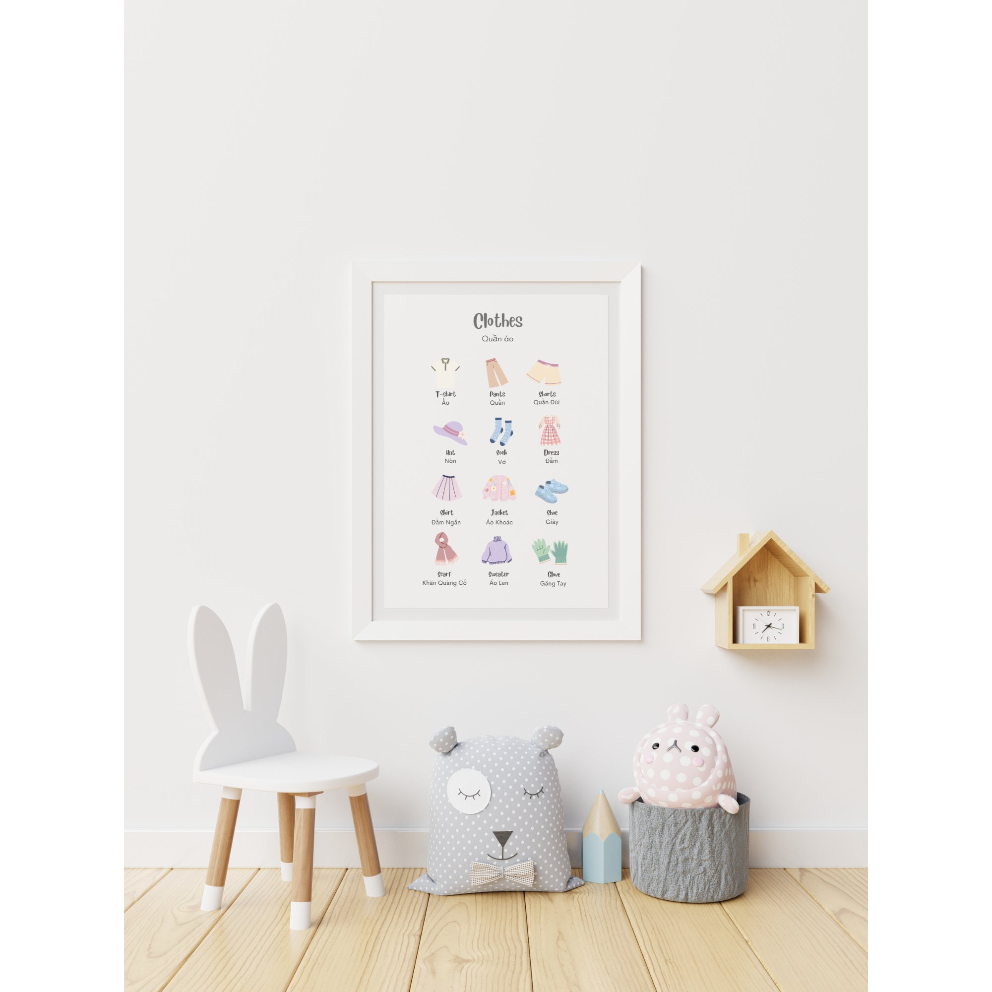 Printable Bilingual Vietnamese Educational Posters, Clothing Category ...