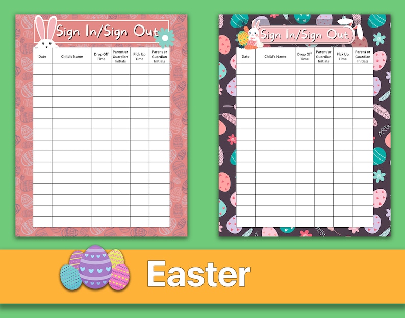 Cute Sign in and Out Forms for Daycare and Childcare - Etsy