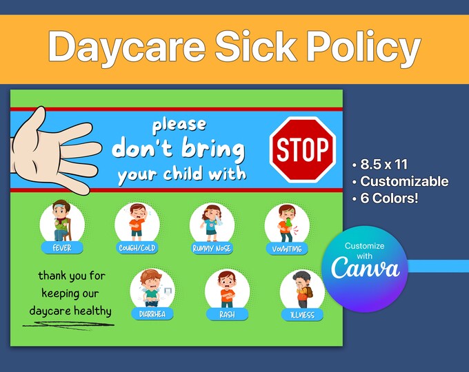 Daycare Illness Policy Poster, Daycare Illness Poster, Daycare Forms ...