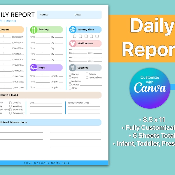 Daycare Daily Report - Etsy
