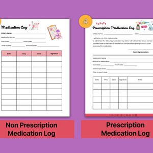 Daycare Medication Forms: Medication Authorization Form, Medication Log, Customizable on Canva ...