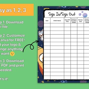 Cute Sign in and Out Forms for Daycare and Childcare Professionals - Etsy