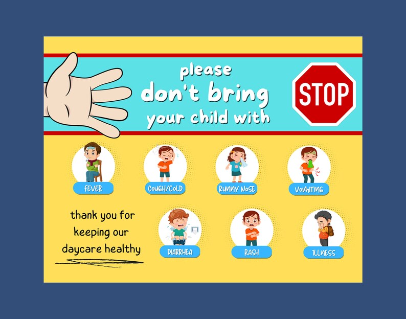 Cute Daycare Sick Policy Poster Set for Childcare - Etsy