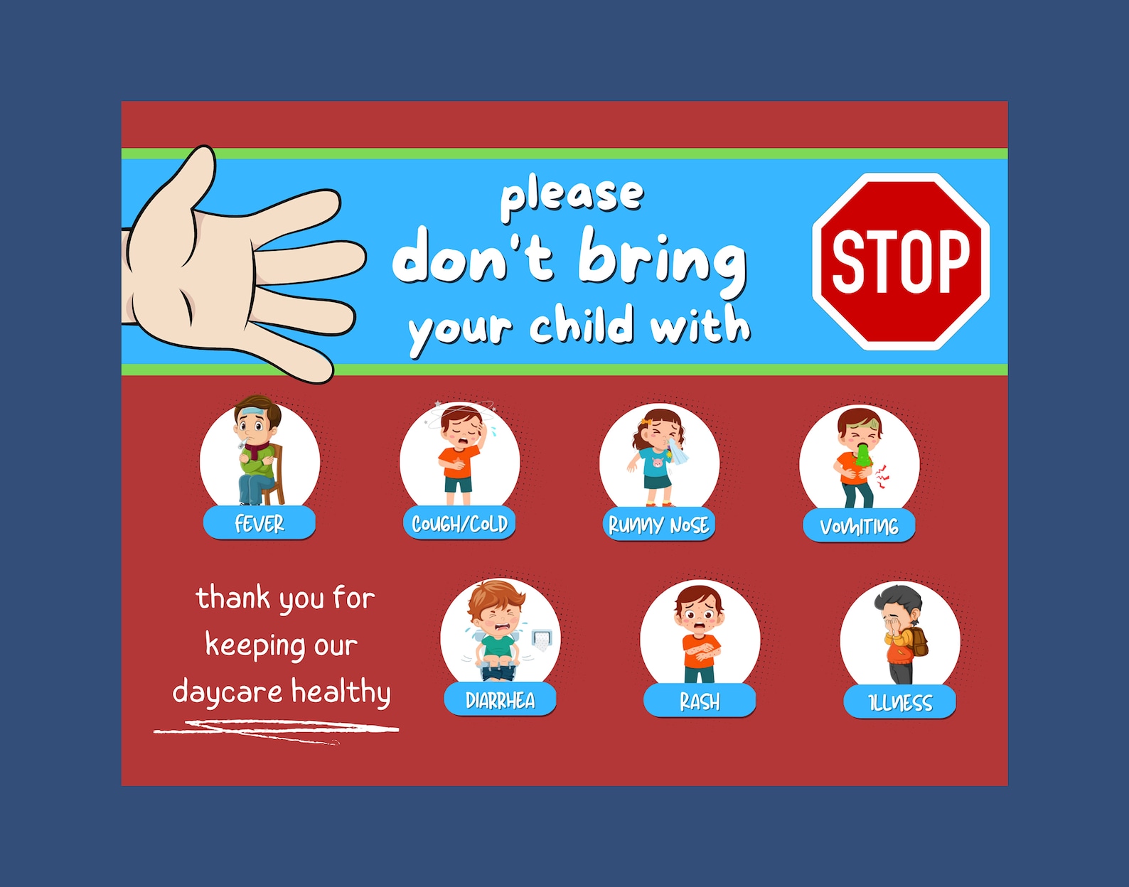 Cute Daycare Sick Policy Poster Set for Childcare - Etsy
