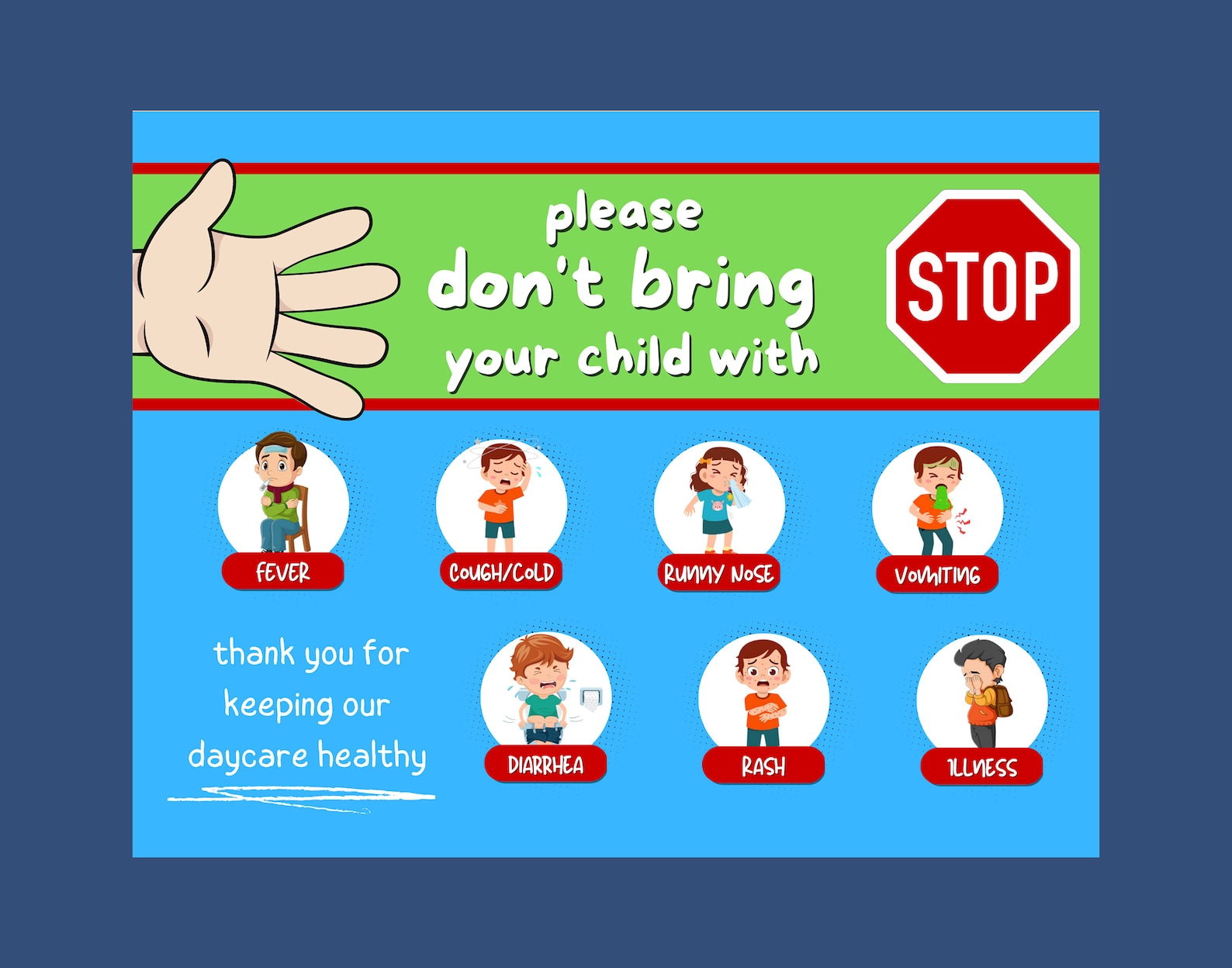 Cute Daycare Sick Policy Poster Set for Childcare - Etsy