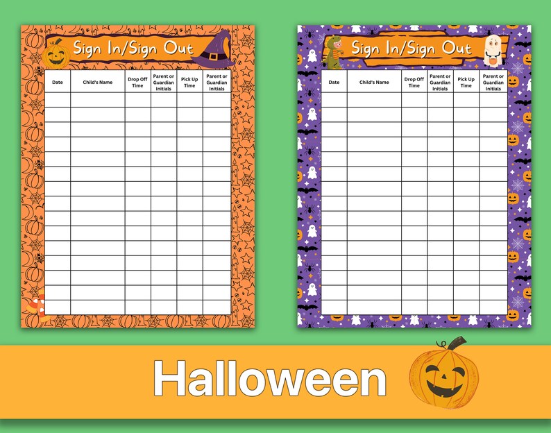 Cute Sign in and Out Forms for Daycare and Childcare - Etsy