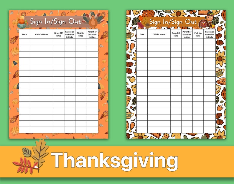 Cute Sign in and Out Forms for Daycare and Childcare - Etsy