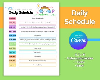 Daily Daycare Schedule Editable, Daily Schedule, Childcare Packet ...