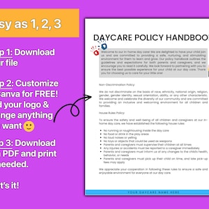 Daycare Parent Handbook: Policies and Procedures, Childcare, Preschools ...