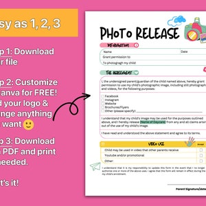 Photo Release Form for Daycare, Preschool, and More - Etsy