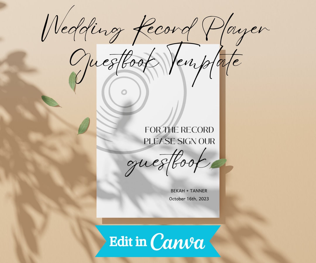 For the Record Sign, Sign Our Record Guest Book, Record Guestbook Sign ...