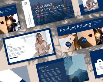 Minimal Modern Powerpoint Presentation Template Blue Clean - Etsy