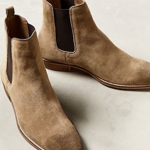 Handmade Beige Suede Sale Price Handmade Chelsea Boot Made on Order ...