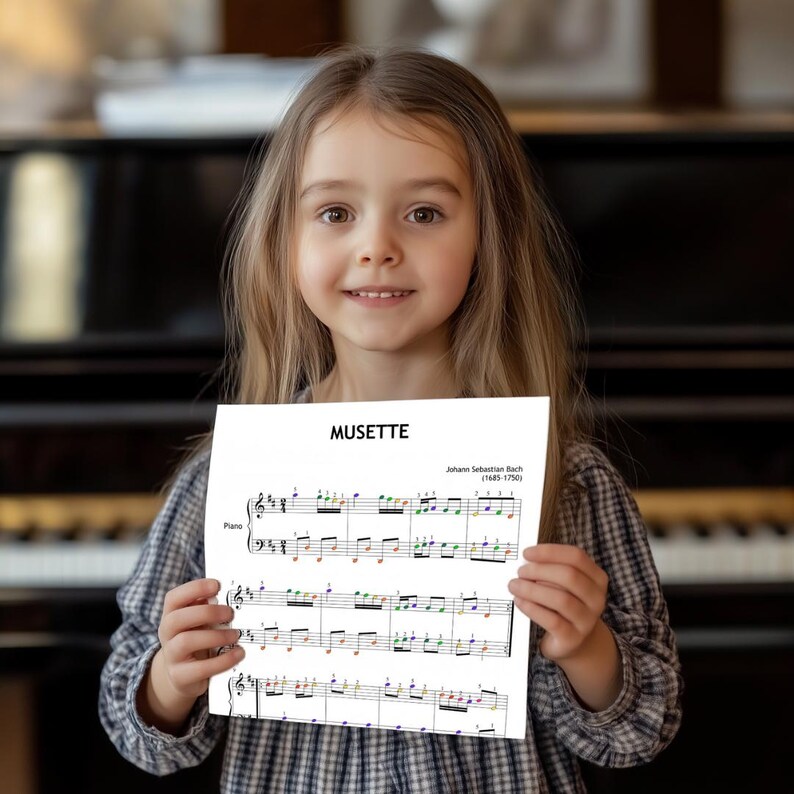 Bach Musette in D - Grade 2 Easy Piano Sheet Music PDF With Fingers ...