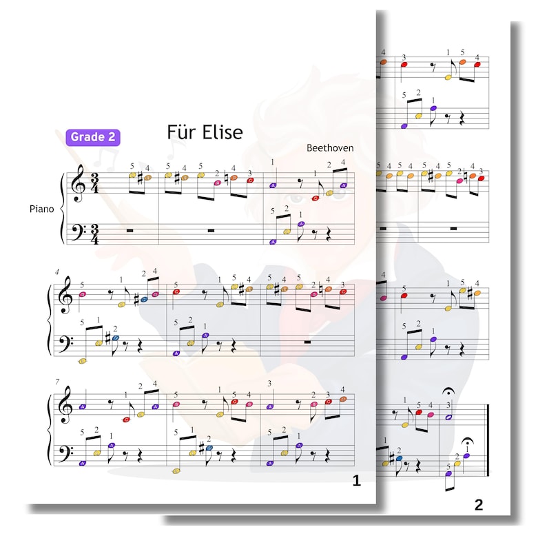 Für Elise Simplified - Easy Piano Sheet for Beginners by Beethoven ...