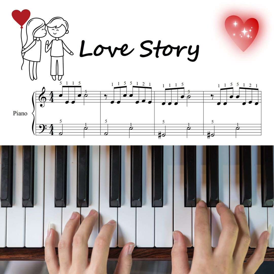 Love Story - Grade 1 - Valentine's Day Gift, Very Easy Piano Sheets ...