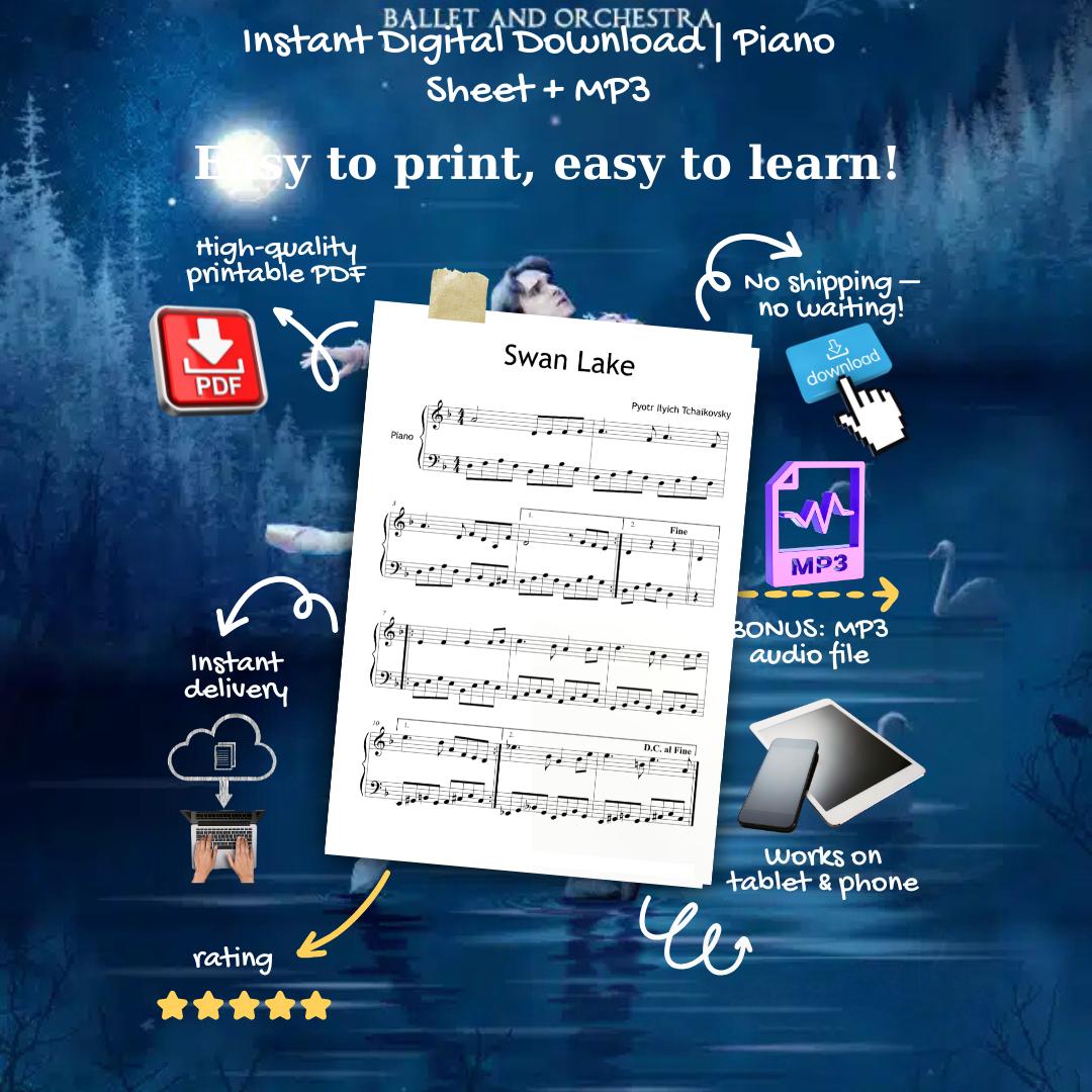 Swan Lake – Grade 3–4 Piano Sheet Music PDF With MP3 and Video ...