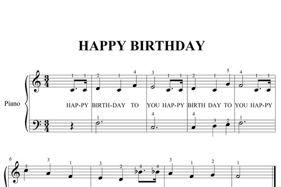 Feliz Cumpleaños-partitura Fácil Para Piano Notas Del Piano:
