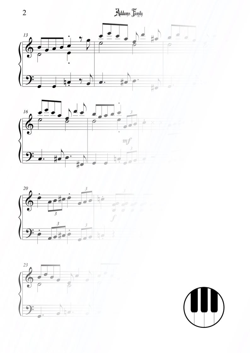 Addams Family Theme | Grade 1 Easy Piano Halloween | Simplified Sheet ...