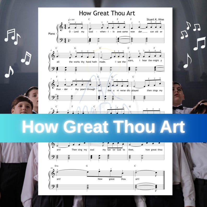 How Great Thou Art - Beginner Piano Hymn PDF (grade 2-3) With Finger ...
