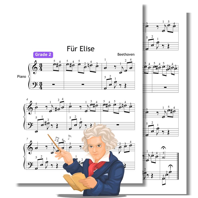 Für Elise Simplified - Easy Piano Sheet for Beginners by Beethoven ...