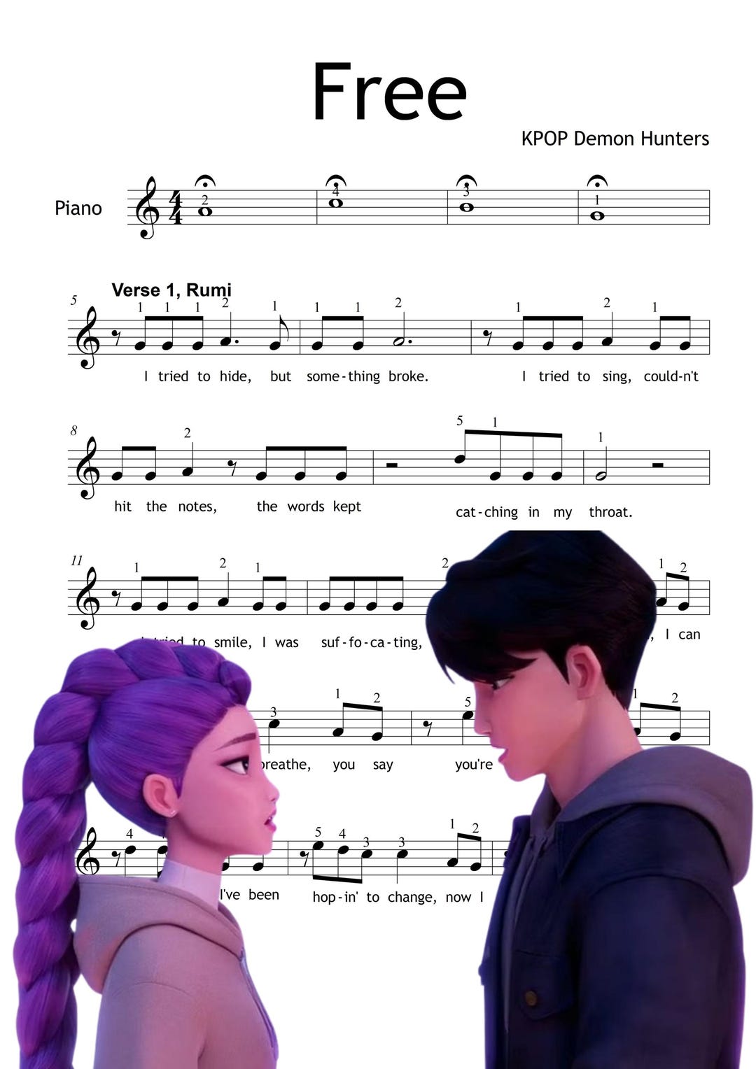 Free – Demon Hunters KPOP Grade 0, Beginner Very Easy Piano Sheet With ...