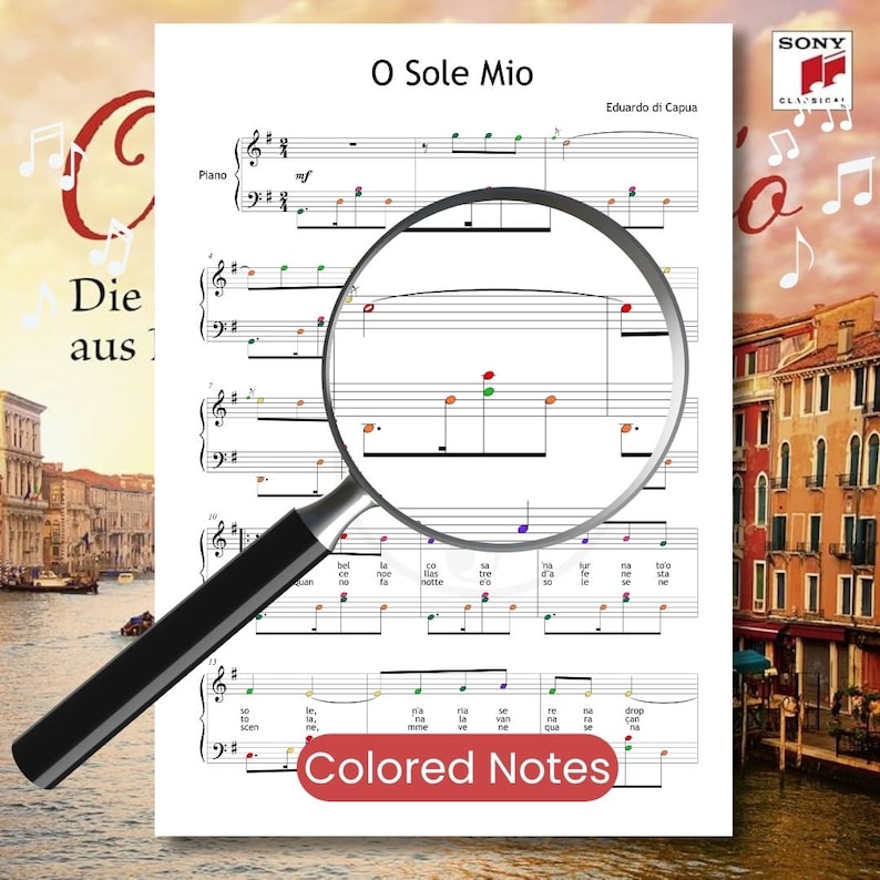 O Sole Mio – Easy Piano Sheet With Lyrics | Grade 3 PDF - Etsy